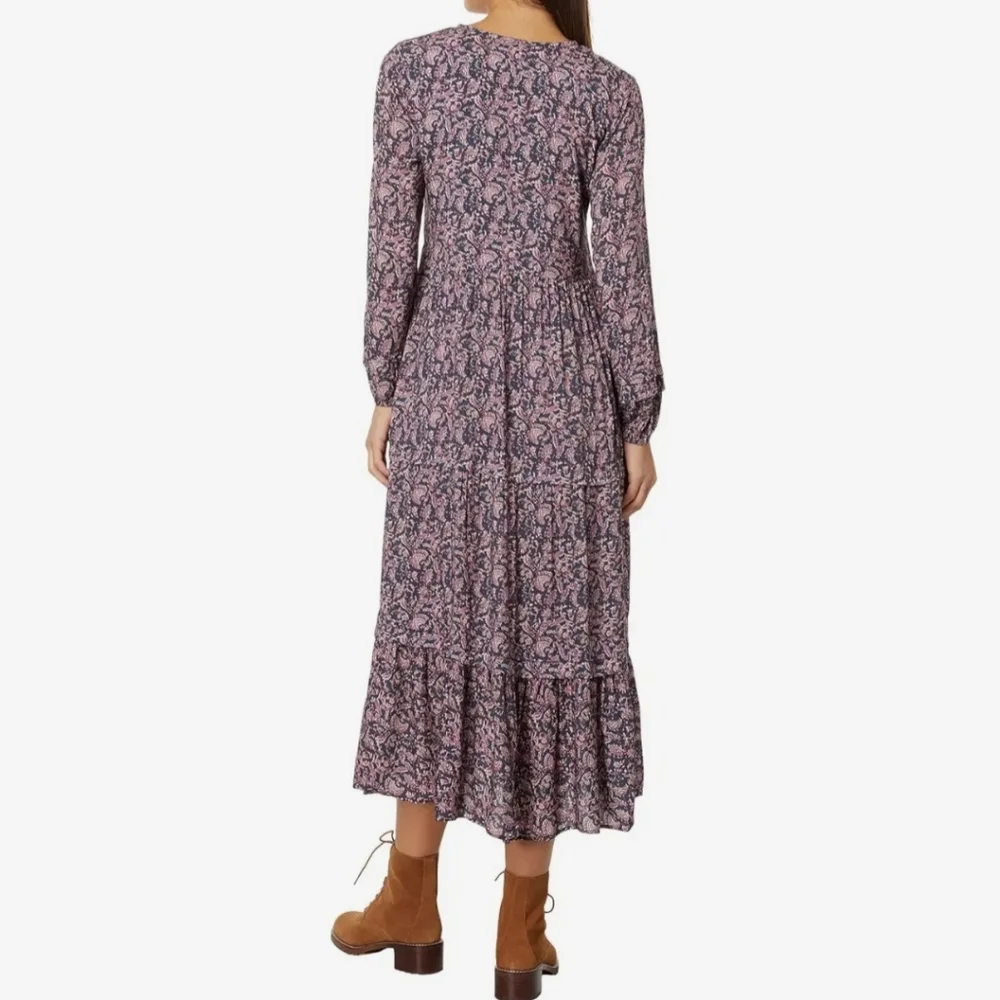 Faherty | Dresses | Faherty Isabella Floral Block Long Sleeve Midi ...